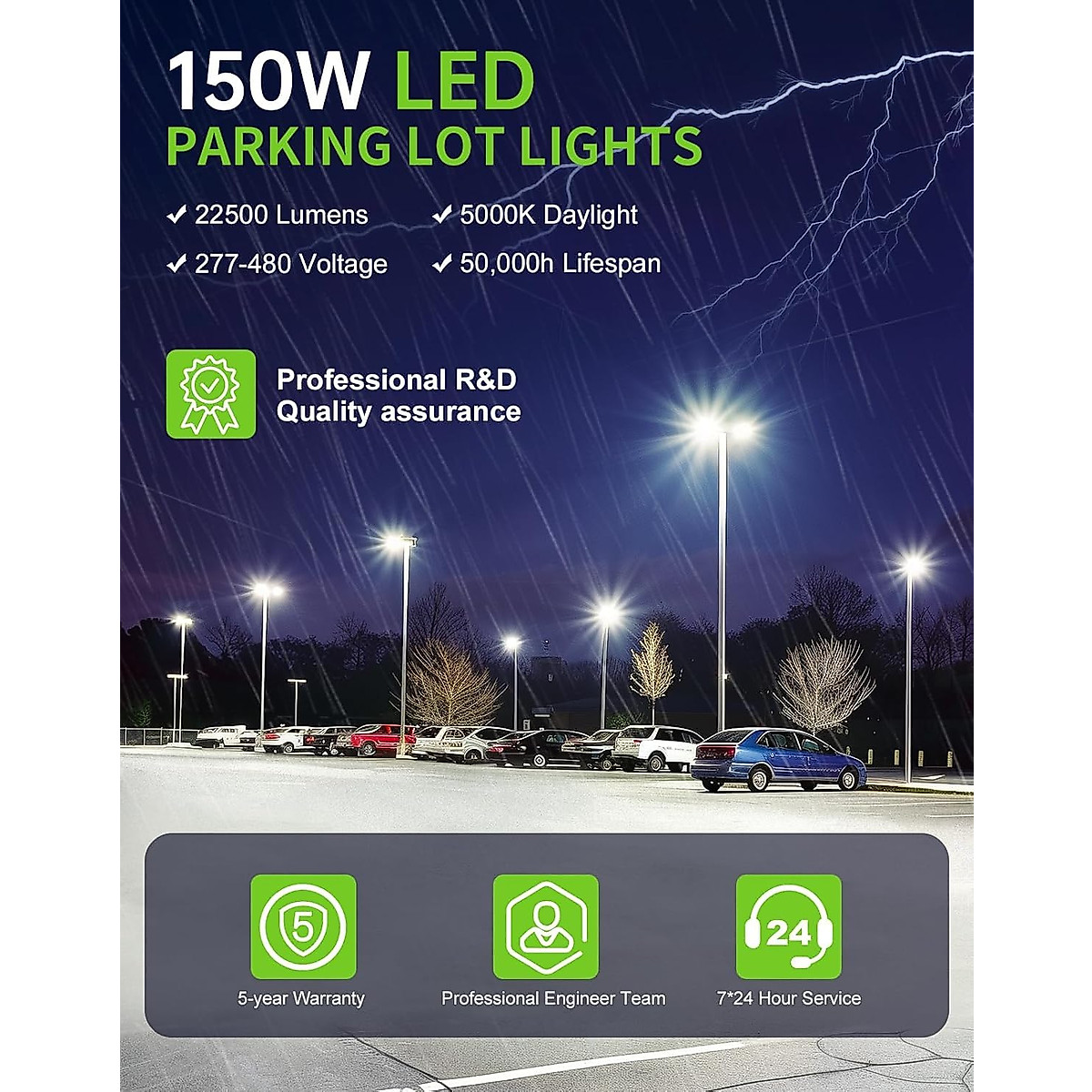 9 Pack 480V 150W LED Parking Lot Light,UL DLC Listed Commercial 22500LM LED Shoebox Pole Lights Slip Fit Mount Flood Lights 5000K IP65 Outdoor Area Sport Court Street Road Lighting AC 277-480V