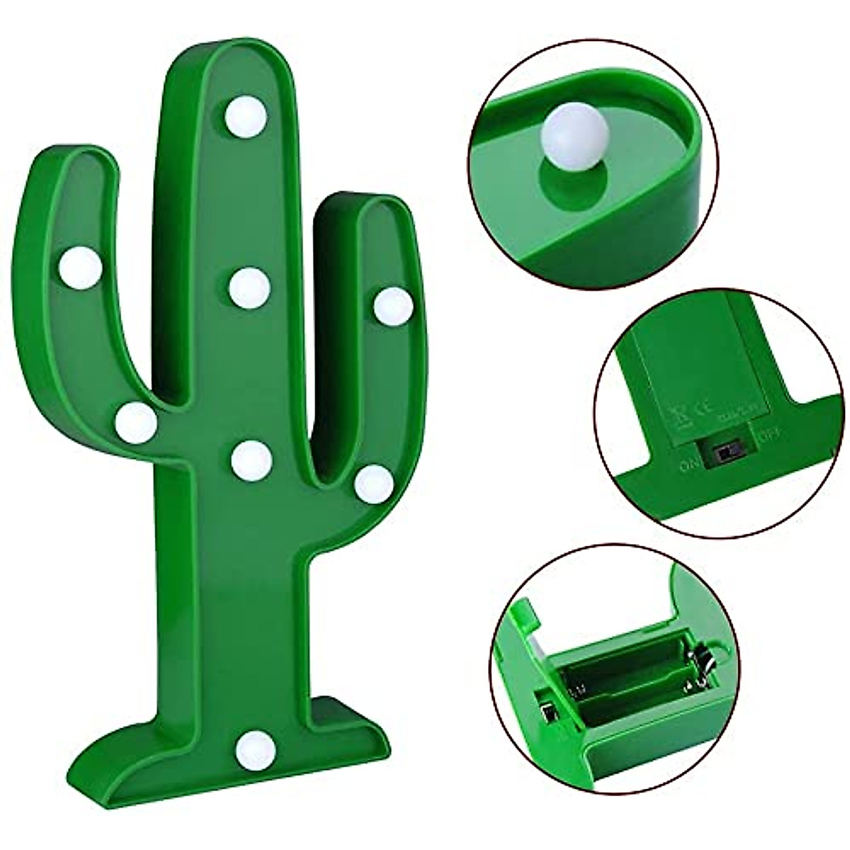 YiaMia LED Night Light LED Cactus Light Table Lamp Light for Kids' Room Bedroom Gift Party Home Decorations Green
