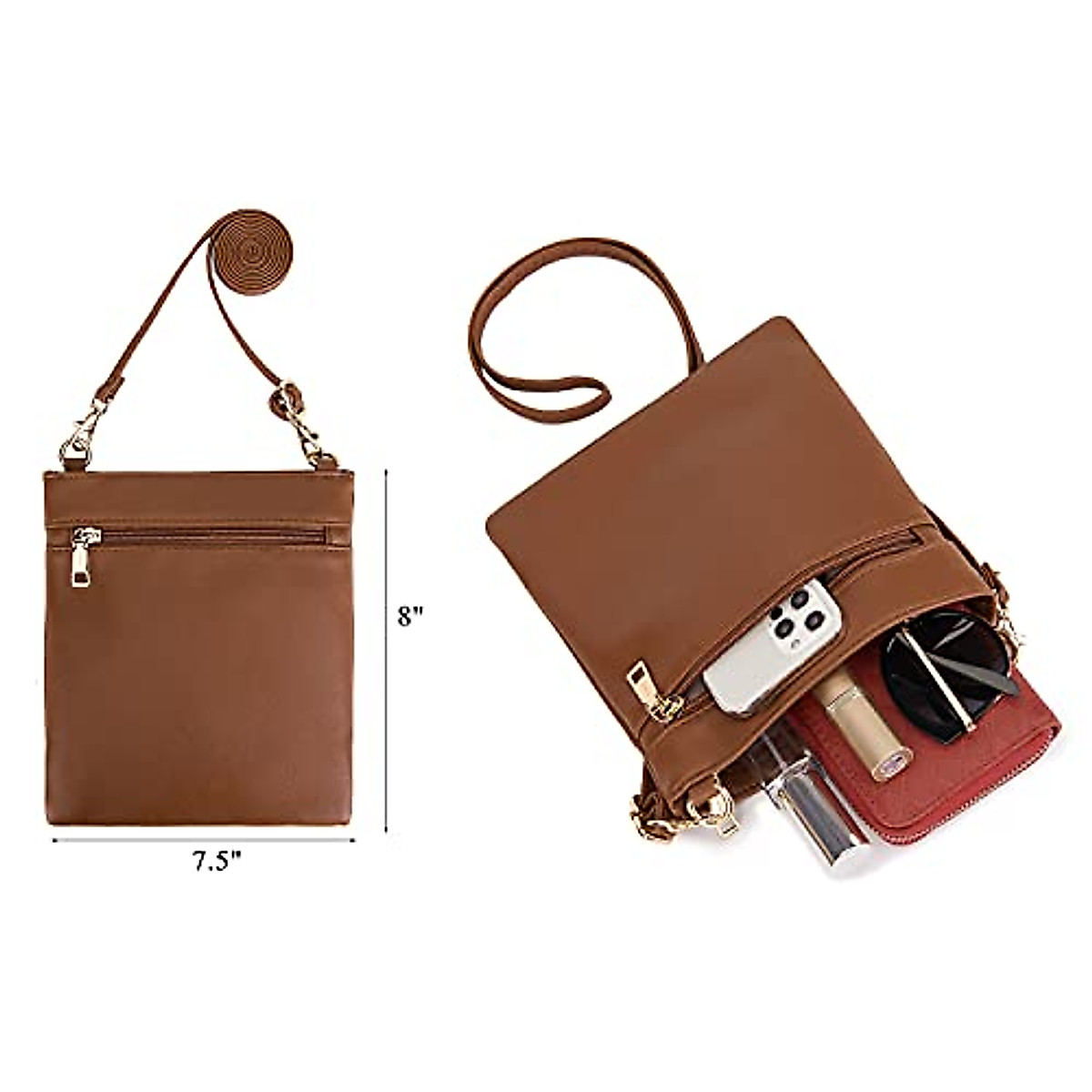 Large Crossbody Bags Ladies Shoulder Handbags Purse and Wallet Set for Women Totes Hobo Purses Brown
