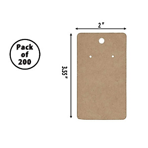 HUAPRINT Earring Card Holder,Earring Cards(Brown, 200 Pack)-Jewelry Display Card-Blank Kraft Paper Tag-Hanging Jewelry Cards for DIY Ear Studs, Earring Packaging
