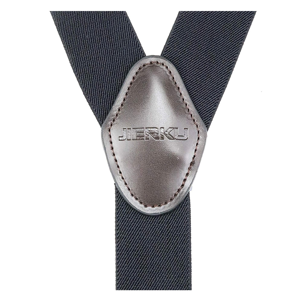 JIERKU Romanlin Mens Suspenders for Work 3 Swivel Hook Clips Y-Back for Groomsmen Leather Black