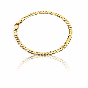 Floreo 10k Yellow Gold 4mm Solid Curb Cuban Chain Ankle Bracelet Anklet for Women, 11 Inch