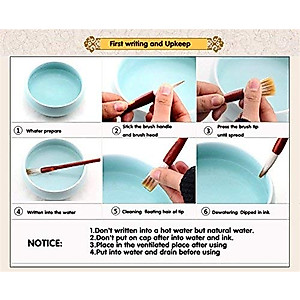 diandiandidi Chinese Brush, Writing Brush for Professional Calligraphy Kanji Japanese Sumi-e Drawing (8-Pieces Set)