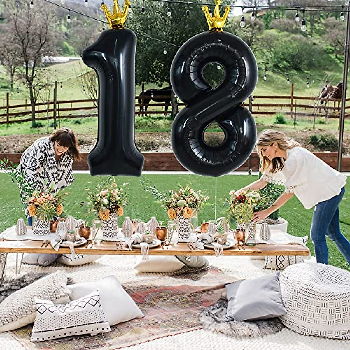 TONIFUL Crown Black 40 Inch Large Number Balloons 0-9, Crown Foil Mylar Big Digital Balloon Number 8 Digit Eight for Birthday Party Wedding Bridal Shower Engagement Photo Shoot Anniversary (Black 8)