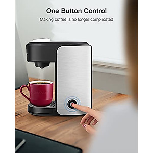 EZBASICS Single Serve Coffee Maker Coffee Brewer Compatible with Pod and Ground Coffee 4 to 10 Oz. Brew Sizes Fast Brewing Silver