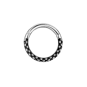 8mm Silver 316L Surgical Steel Septum Rings Nose Piercing Ring Black Hinged Nose Rings Hoop Cartilage Earring Lobe Tragus Daith Rook Helix Piercing Jewelry 16 Gauge Septum Clicker Lip Rings Snakeskin