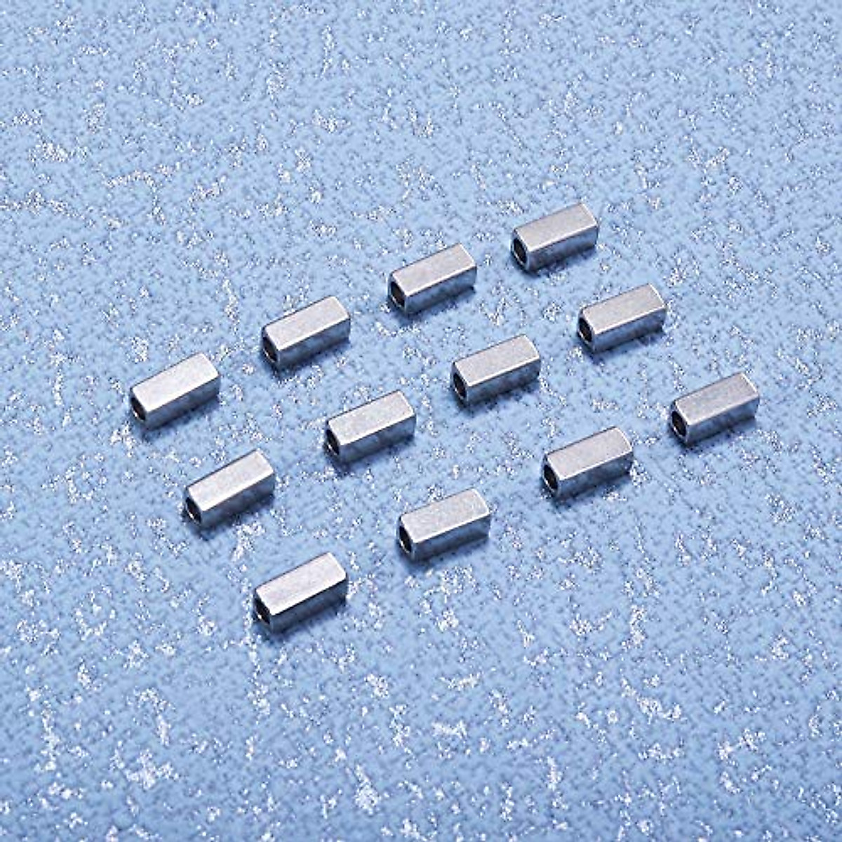LiQunSweet 600 Pcs 304 Stainless Steel Metal Loose Beads Bar Cuboid Tube Straight Spacer for Bracelet Necklace Jewelry Making DIY Crafting Findings - 7x3mm