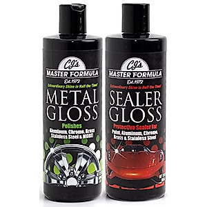 Original Master Formula Metal Gloss and Sealer Gloss Detail Polish and Sealer - 2 Pack 12oz Bottles Kit for Extraordinary Shine and Sealing for Aluminum, Chrome, Brass, Stainless Steel and More