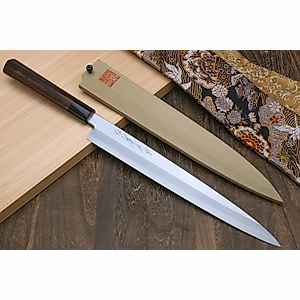 Yoshihiro Shiroko High Carbon Steel Kasumi Yanagi Rosewood Handle Sushi Sashimi Chef Knife (11.8'' (300mm))