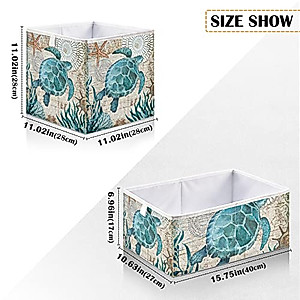 Sea Turtle Storage Basket Storage Bin Rectangular Collapsible Toy Bins Fabric Storage Organizer for Office Bedroom ClothesToys