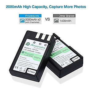 Powerextra 2 x EN-EL9 Battery & Charger with LCD Display Compatible with Nikon D40 D40x D60 D3000 D5000 Cameras