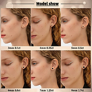 Milacolato 2Pair Sterling Silver Stud Earrings 18K Black Rhodium Plated Black Stud Earrings Round Square Cubic Zirconia Stud Earrings for Men Women | 6mm