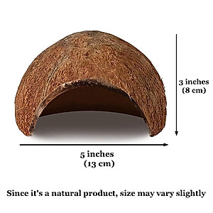 SunGrow Hermit Crab Huts, 5x3 Inches, Arthropod's Coconut Hide, Spacious Coco Tunnel, Use as Hermit Cave or Climber, 3-Pcs