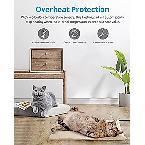 NICREW Pet Heating Pad, Temperature Adjustable Dog Cat Heating Pad with Auto Shut Off Timer, Indoor Pet Heated Bed Mat for Cats and Dogs, MET Safety Listed, 17.7 x 15.7 Inches, 55W (max)