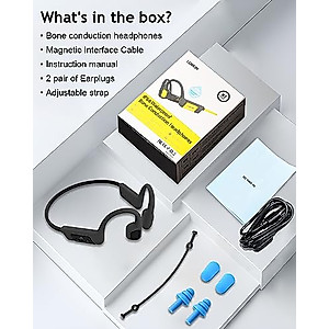 LOBKIN Bone Conduction Headphones Bluetooth 5.3 - Wireless Open Ear Headphones Built-in Mic & 32GB Memory MP3 Player, IP68 Waterproof Ultralight Sport Headphones for Swimming Running