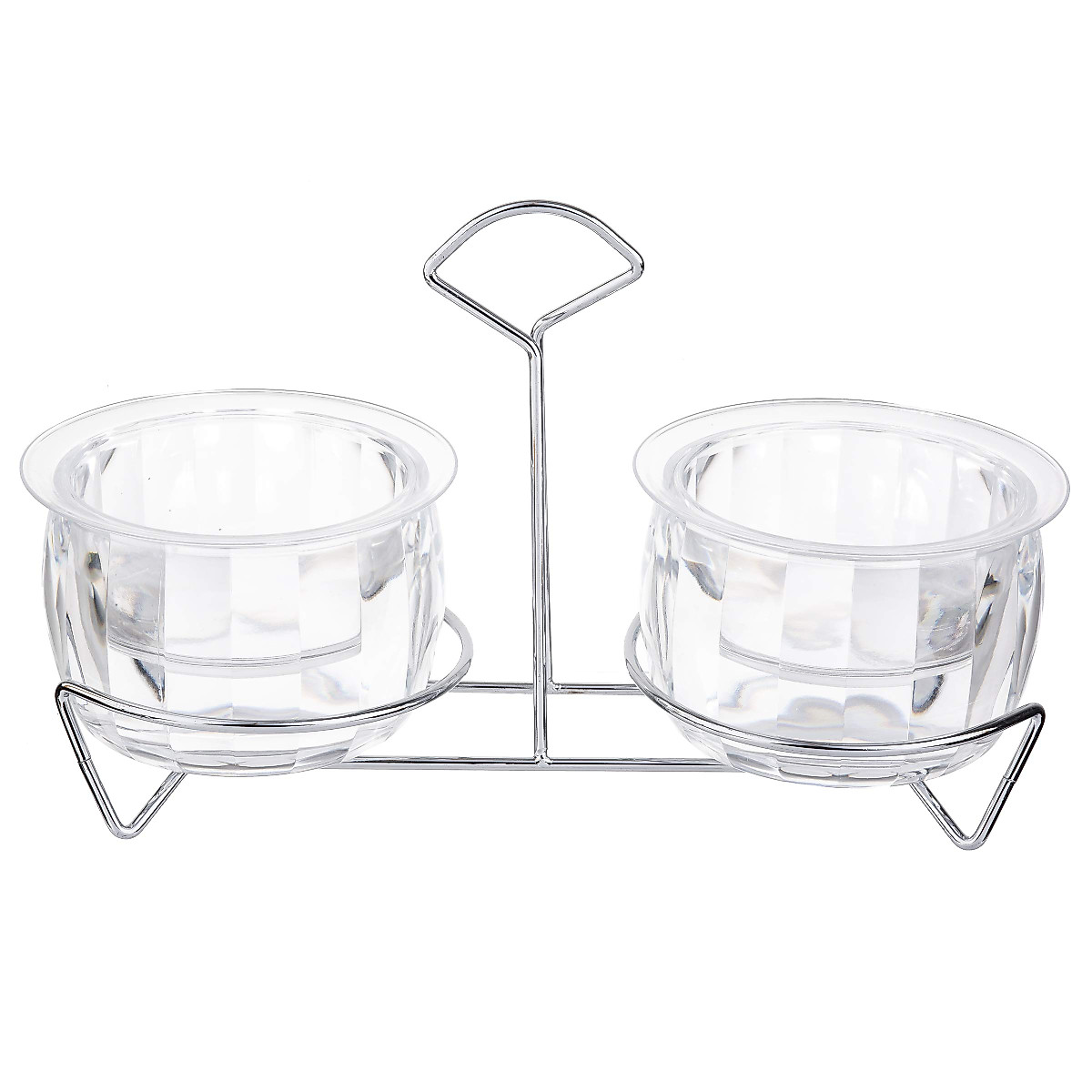 Tablecraft Set with Rack, Polystyrene & Chrome Plated Metal, (2) 14oz, 14 oz, Chiller Dip Bowl (Set of 2)
