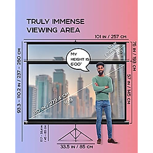 Projector Screen with Stand 120 inch - Indoor and Outdoor Projection Screen for Movie or Office Presentation - 4:3 HD Premium Wrinkle-Free Tripod Screen