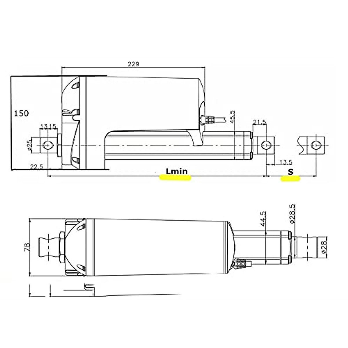 KOVOSCJ Linear Actuator 12V Heavy Duty Linear Actuator with Potentiometer Position Signal Feedback IP66 12V 24V 60mm/s Speed 12000N 1200KG 2640LBS Force Stroke Linear Actuator