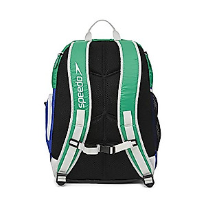 Speedo Large Teamster Backpack 35-Liter, Blue/Green 2.0, One Size