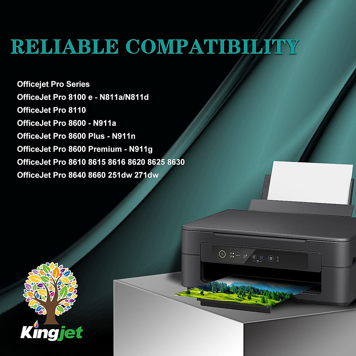 Kingjet Compatible Ink Cartridge Replacement for HP 950 951 950XL 951XL Work with Officejet Pro 8600 8610 8620 8100 276dw 251dw Printers (Black/Cyan/Magenta/Yellow)