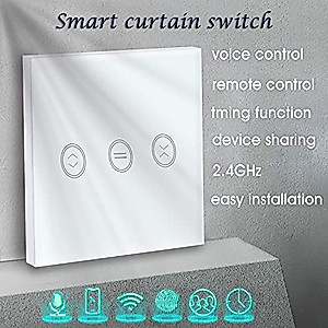 Smart Curtain Switch, 2.4Ghz WiFi Switch Works with Alexa and Google Home, App Remote Control and Voice Control, Device Sharing and Timer Function, ETL&FCC Certified, Neutral Wire Required, 2 Packs