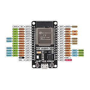 Aokin ESP32 ESP-WROOM-32 Development Board 2.4 GHz WiFi and Bluetooth Dual Cores Microcontroller ESP-WROOM-32 Chip for Arduino NodeMCU, 1 Pcs