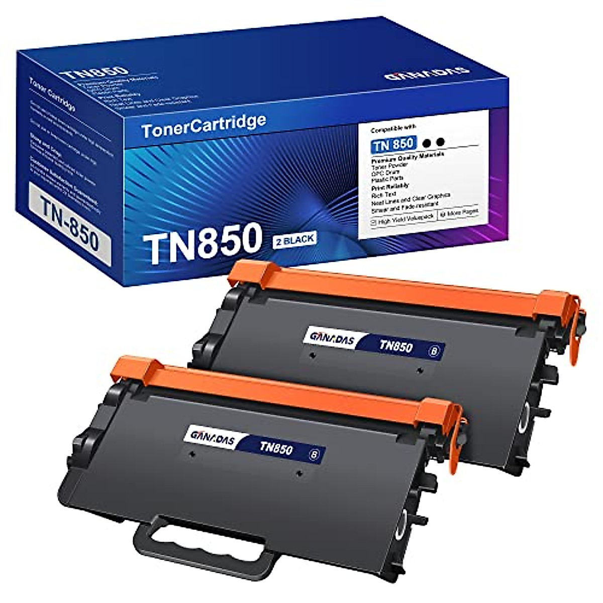 TN-850 Brother Toner Cartridge High Yield Replacement for TN850 TN-850 TN-820 TN820 Brother Toner Cartridge to Use with HL-L6200DW MFC-L5850DW HL-L5200DW MFC-L5900DW HL-L6400DW MFC-L5800DW (2 Black)