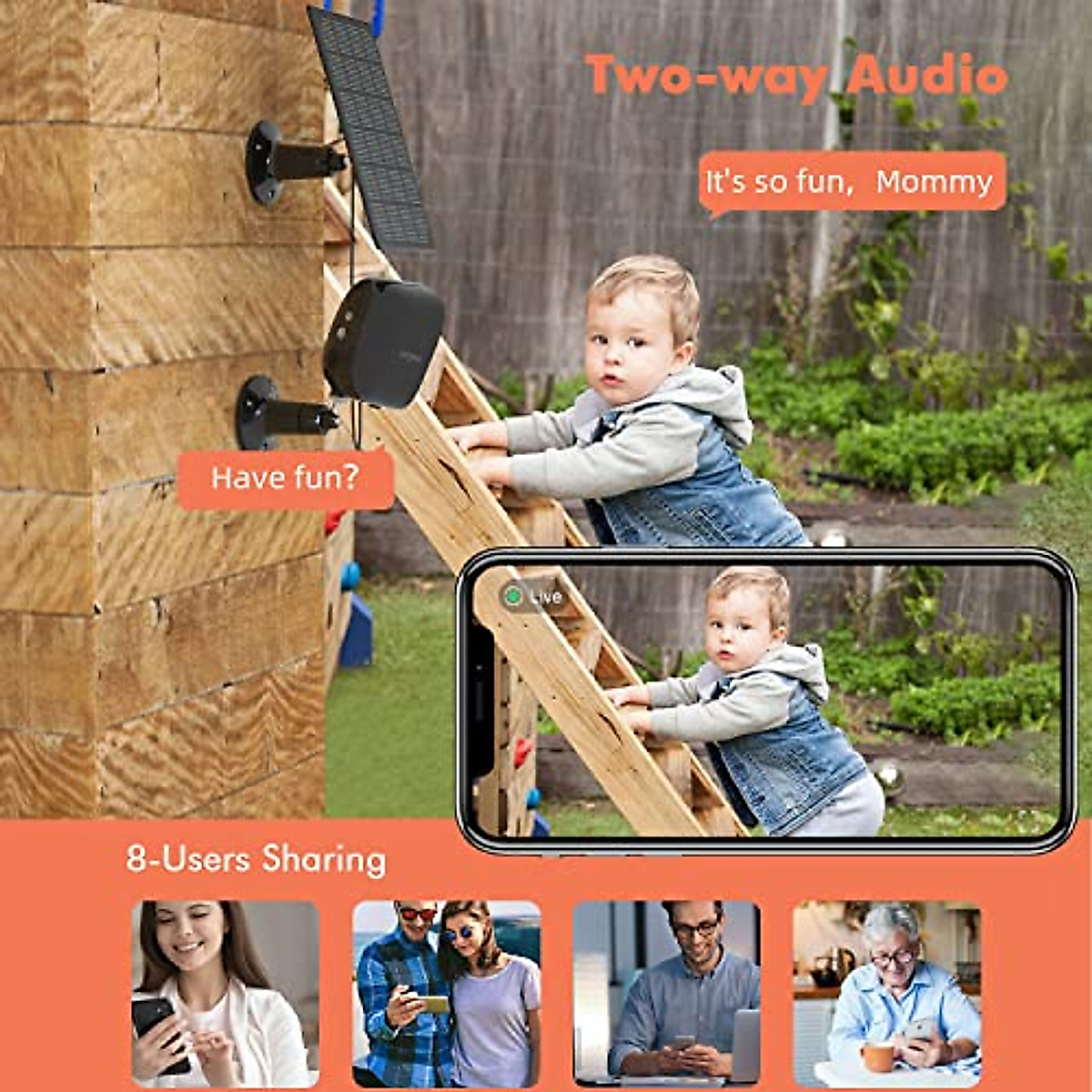 Dzees 【Upgrade Solar Camera Security Outdoor Wireless, Wireless Outdoor Security Cameras with Solar Panel, 1080P Color Night Vision, Spotlight/Alarm, AI Detection, 2-Way Talk, IP66 Waterproof