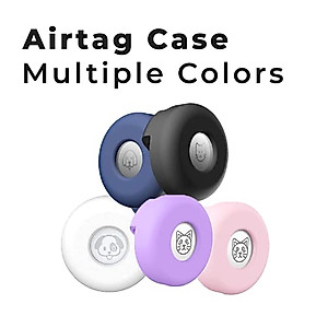 Airtag Dog Collar Holder (2-Pack) Easy to Clean Silicone, Anti-Lost GPS Air Tag Case, Compatible with Dog Cat Collars as Well as Backpacks and Purses, Shock Proof, Silicone Protective Cas (White/Pink)