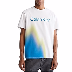 Calvin Klein Men's Relaxed Spray Painted Crewneck T-Shirt, Brilliant White