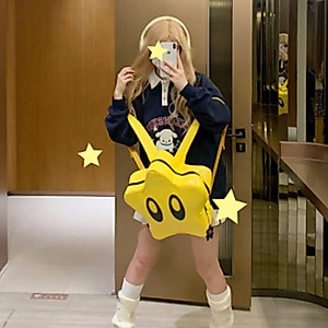 Erhuoxz Cute Cartoon 3D Yellow Star Backpack Y2K Lightweight Waterproof Bookbag Daypack