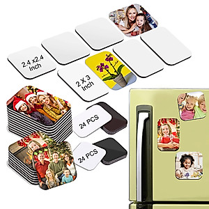 48 PCS Sublimation Blank Fridge Magnets for Refrigerator, Sublimation Printing Blank and Magnetic Sticker, DIY Magnetic Fridge Magnet for Home Kitchen Microwave Wall Door Decor (6 x 6cm, 5 x 7.5 cm)