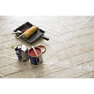 Painters Plastic Drop Cloth (12 Pack), 9x12 Feet, Plastic Tarp Dust Cover, Plastic Covers for Furniture, Plastic Drop Cloth for Painting, Painting Tarp