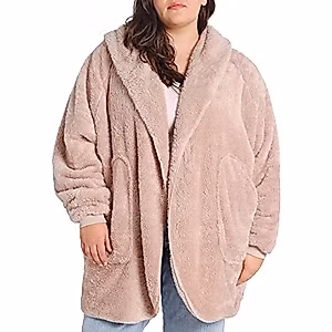 UnHide Shleepy Faux Fur Robe - Lightweight, Extra Soft, & Warm Wearable Blanket - Made From Soft Polyester Faux Fur Material - Machine Washable - Rosy Baby - Medium