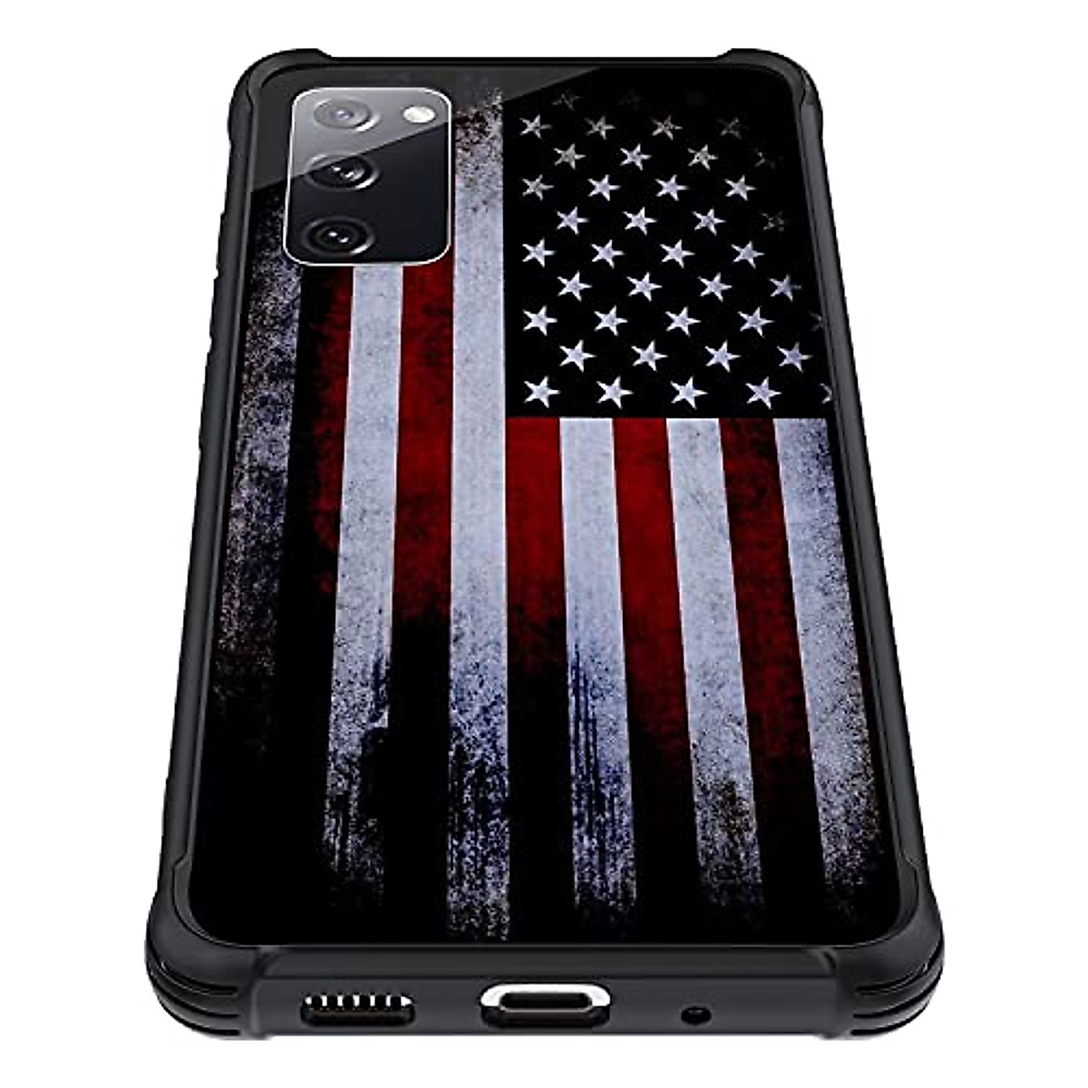 Tnarru Compatible with Samsung Galaxy S20 FE Case American Flag Pattern Hard PC Back and Soft TPU Sides Scratchproof Shockproof Protective Case for Samsung Galaxy S20 FE 5G -Black