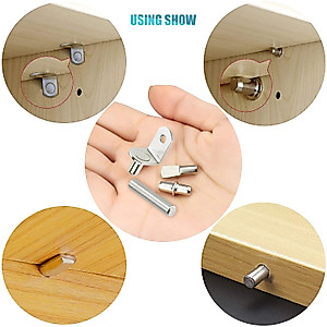 104Pcs Shelf Pins Kit,4 Styles Nickel Plated Shelf Support Pegs,Bookshelf Pegs for Shelves,Cabinet Shelf Bracket Pegs Shelf Pins Holders for Kitchen Furniture & Closet ( 5mm & 1/4inch )