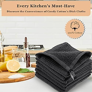 DishCloths Kitchen|Waffle Terry Check Weave Hand Towels|Cotton 12x12 Reusable Dish Rags Washing Scrub Cleaning Dishes|Dish Bar Mop Towels Hand Wipes|Spring Easter Basket Decor|6 Pc Set-Grey