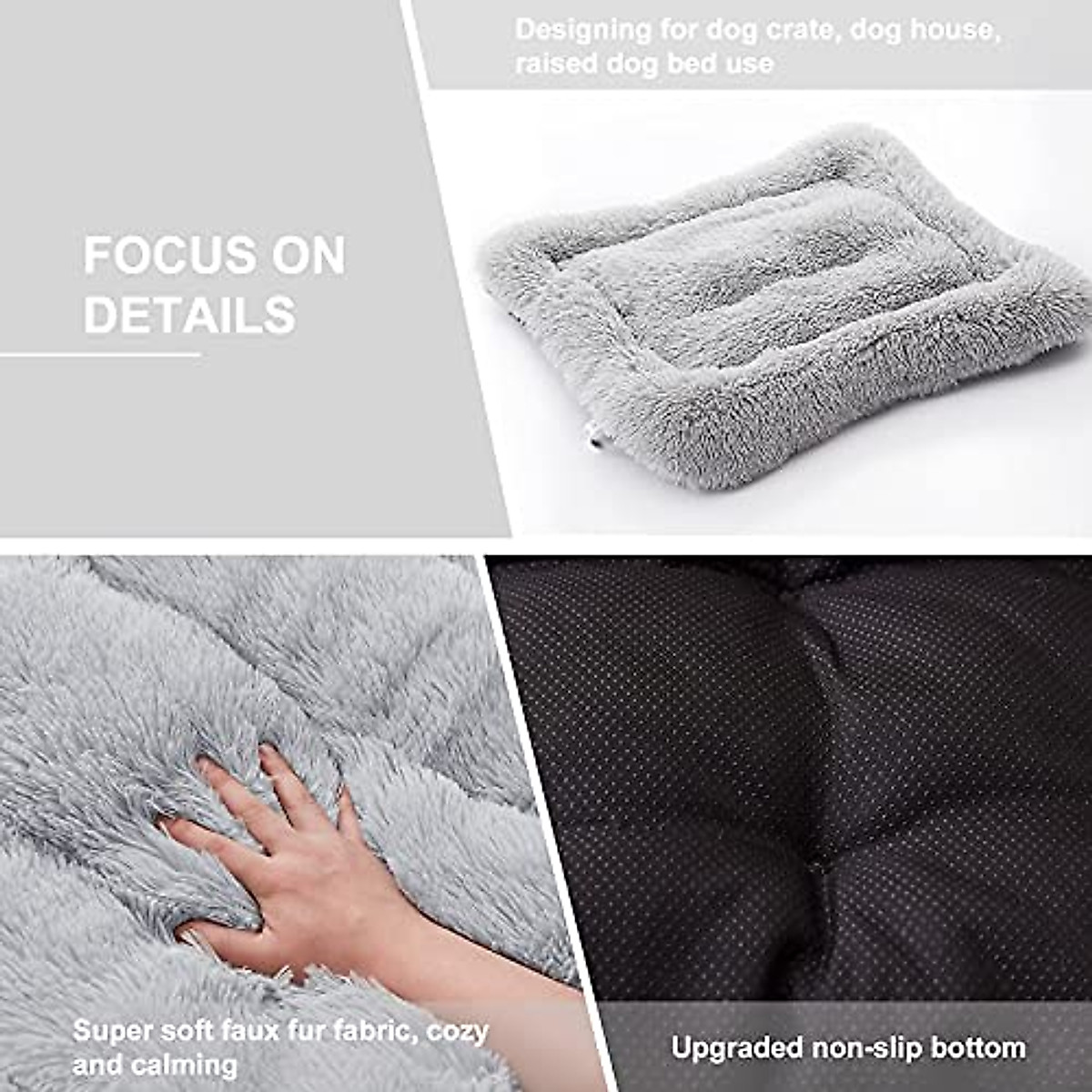 METCHIC Dog Crate Beds Small Dogs, Calming Dog Beds Crate Pads, Dog Crate Mats Machine Washable, 24''