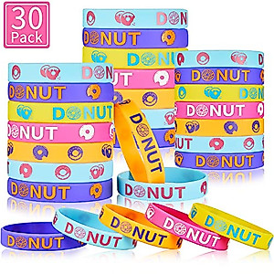 30 Pieces Donuts Silicone Wristbands Bracelets Donut Party Bracelets for Sweet Donuts Theme Party Birthday Decoration Party Favors for Teens