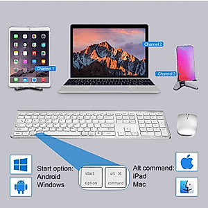 UrbanX Plug and Play Compact Rechargeable Wireless Bluetooth Full Size Keyboard and Mouse Combo for Microsoft Surface Duo 2 Supports Windows, macOS, iPadOS, Android, PC, Mac, Laptop, Tablet -White