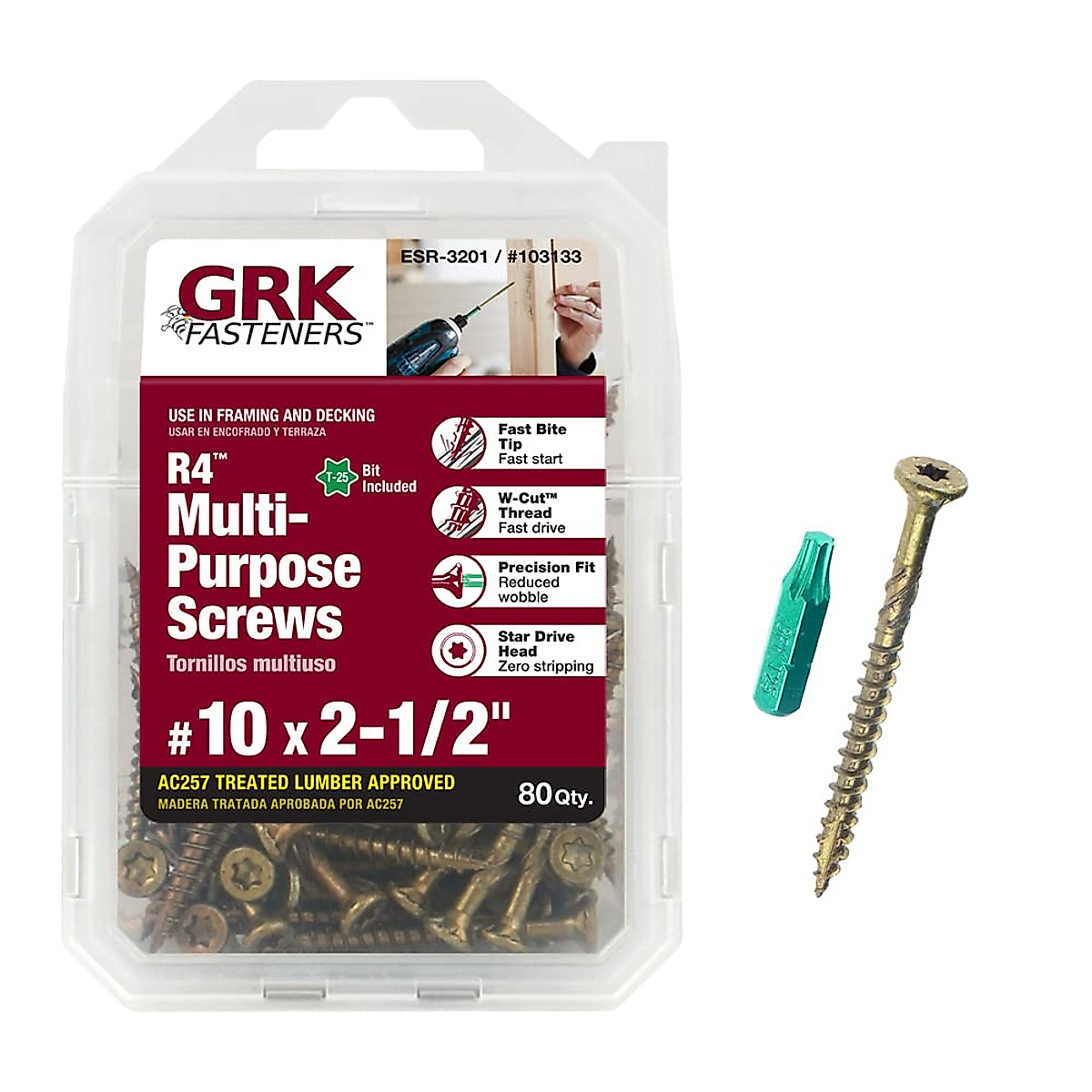GRK 103133#10 x 2-1/2" R4™ Multi-Purpose Screws 80 Count