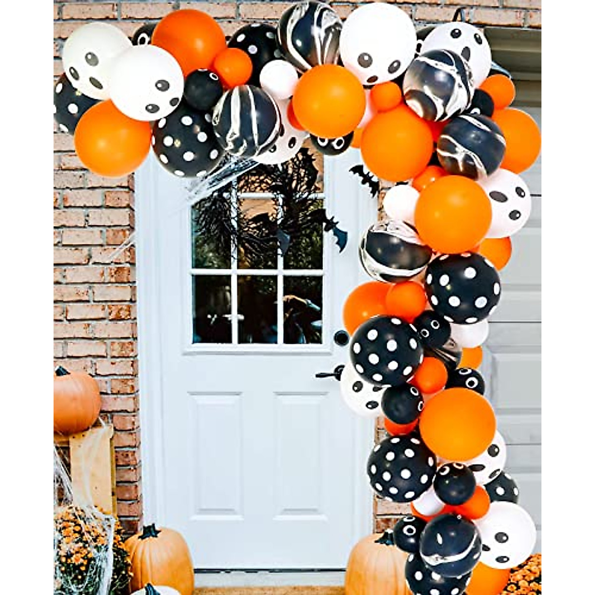 Halloween Balloon Arch Garland Kit, 103pcs 16" BOO Fiol Balloons 12" 5" Horrible Ghost Eyeball Orange Black White Latex Balloons Garland for Halloween Day Decorations Halloween Party Supplies