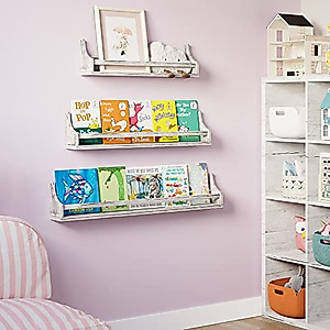 brightmaison Angel 36"-30"-24" Nursery Books Shelves Wall, Kids Bookshelf for Wall, Wall Book Shelf Organizer for Kids, Floating Shelves for Wall Decor, Burnt White, Set of 3