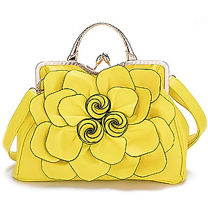 SUNROLAN Women's Evening Clutches Handbags Formal Party Wallets Wedding Purses Wristlets Ethnic Totes Satchel (Yellow)