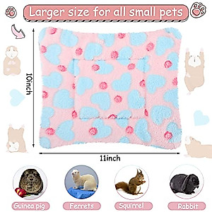 Jetec 3 Pieces Guinea Pig Bed Mat Rabbit Warm Bed Hamster Bedding Winter Hamster Sleep Pad for Bunny Hamster Squirrel Hedgehog Chinchilla, 3 Colors (Heart)