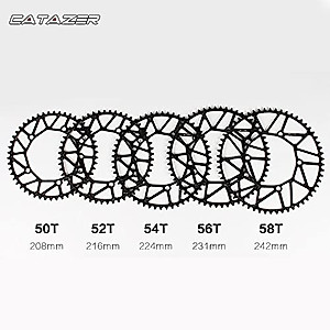 catazer Bike Chain Wheel 50/52/54/56/58T 130 BCD 9 10 11 Speed Hollow CNC Alloy Single Disc Chainwheel for Road Bike MTB Bike (56T)