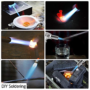 Culinary Blow Torch, Tintec Chef Cooking Torch Lighter, Butane Refillable, Flame Adjustable (MAX 2500°F) with Safety Lock for Cooking, BBQ, Baking, Brulee, Creme, DIY Soldering & more (Aluminum alloy)