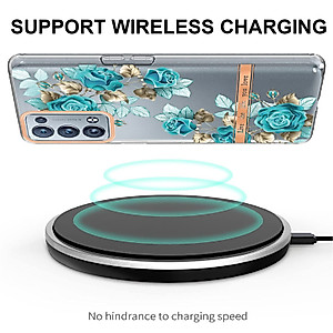 ONV Silicone Case Compatible with Reno 6 Pro 5G - Phone Case with Clorful Flower Painted Shock-Absorb Case TPU with Bumper Ultra-Slim Protect Cover for Reno 6 Pro 5G [HC] -Blue