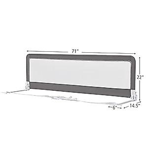 Costzon Toddlers Double Bed Rail Guard, Stainless Steel Folding Safety Bed Guard, Swing Down Bedrail, Kids Twin, Double, Full Size Queen & King, Set of 2 (Gray, 71-Inch)