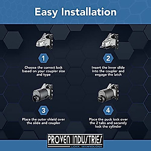 Proven Industries Model 2516-B2 Trailer Lock, Fits Select Cast-Steel 2 5/16-Inch Adjustable Couplers, Made in The USA, (Black)